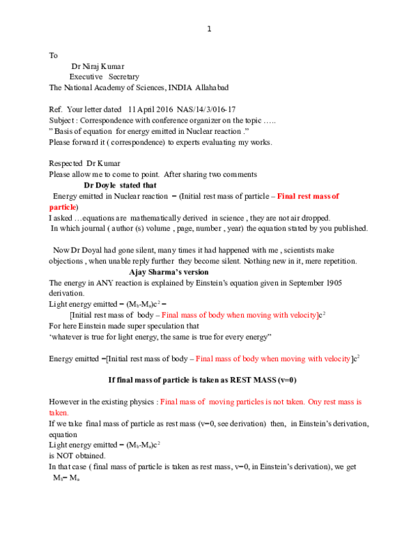 (DOC) What Einstein meant in Sep. 1905, paper about E=mc2? What is ...