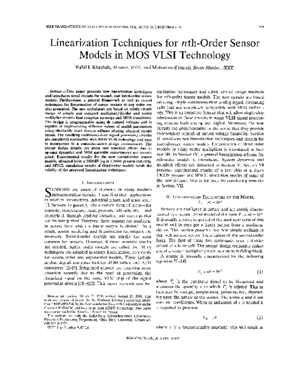 (PDF) Linearization techniques for nth-order sensor models in MOS VLSI ...