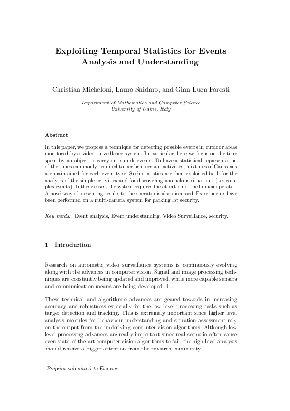 (PDF) Exploiting temporal statistics for events analysis and understanding