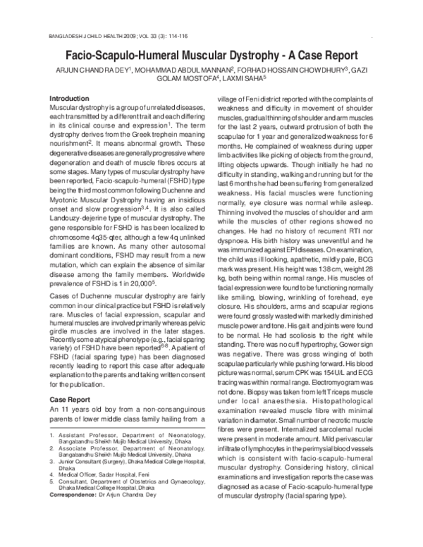 (PDF) FacioScapuloHumeral Muscular Dystrophy - A Case Report