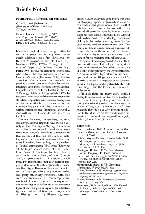 (PDF) Foundations of Intensional Semantics