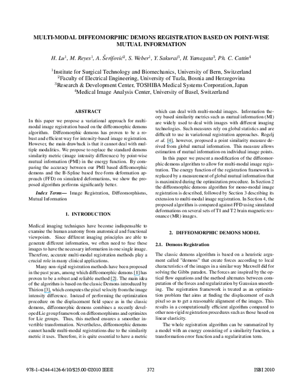 (PDF) Multi-modal diffeomorphic demons registration based on point-wise mutual information