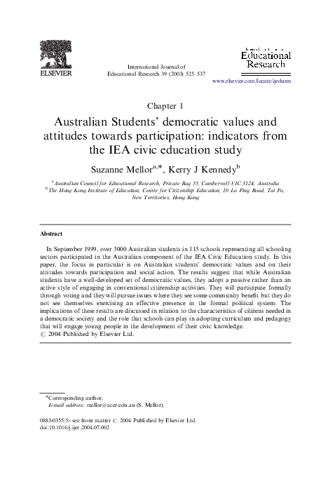 (PDF) Australian Students’ democratic values and attitudes towards ...