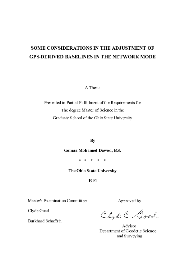 (PDF) MSC Thesis: Some considerations in the adjustment of GPS-derived ...