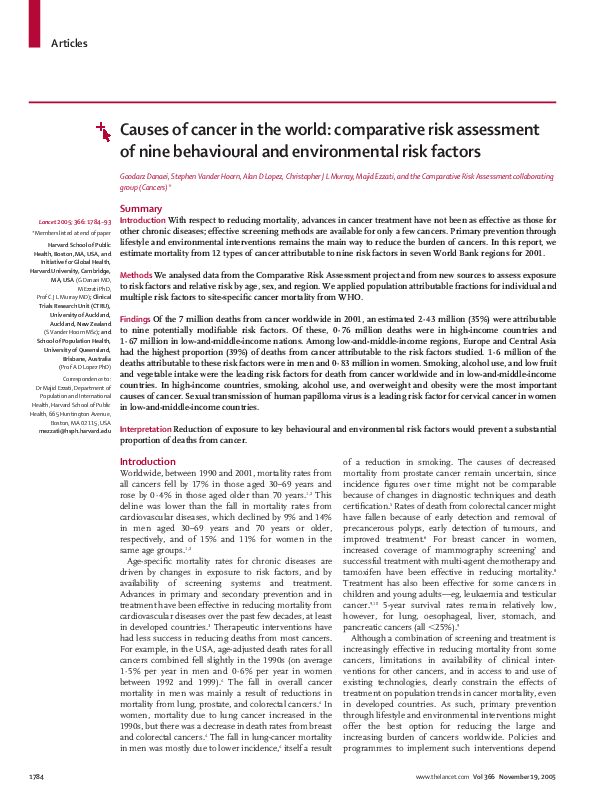 Pdf Selected Major Risk Factors And Global And Regional Burden Of