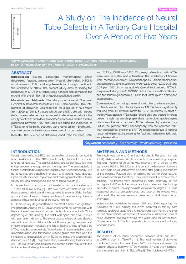 (PDF) Fetal Pathology of Neural Tube Defects - An Overview of 68 Cases ...