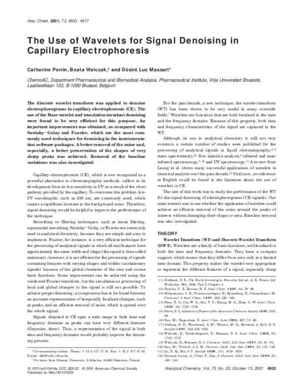 (PDF) The Use of Wavelets for Signal Denoising in Capillary Electrophoresis