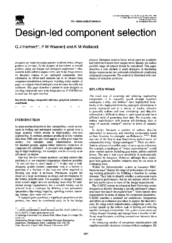 (PDF) Design-led component selection