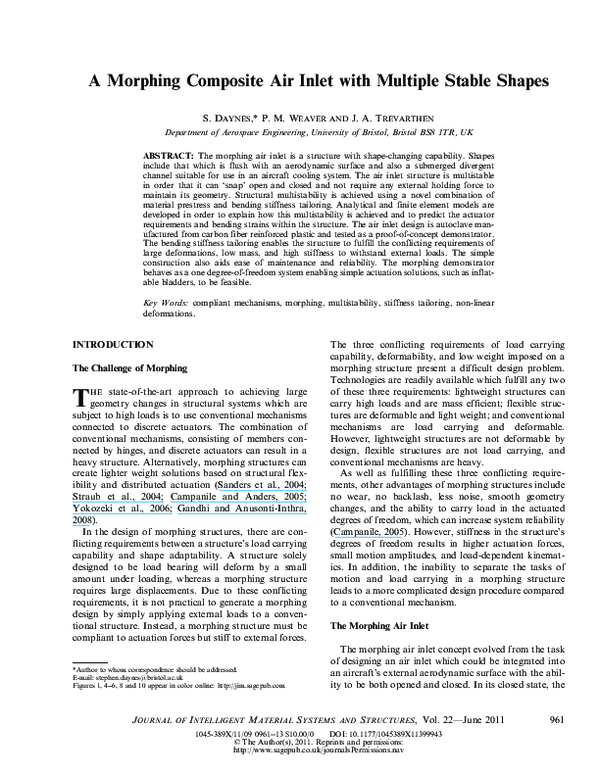 (PDF) A Morphing Composite Air Inlet with Multiple Stable Shapes