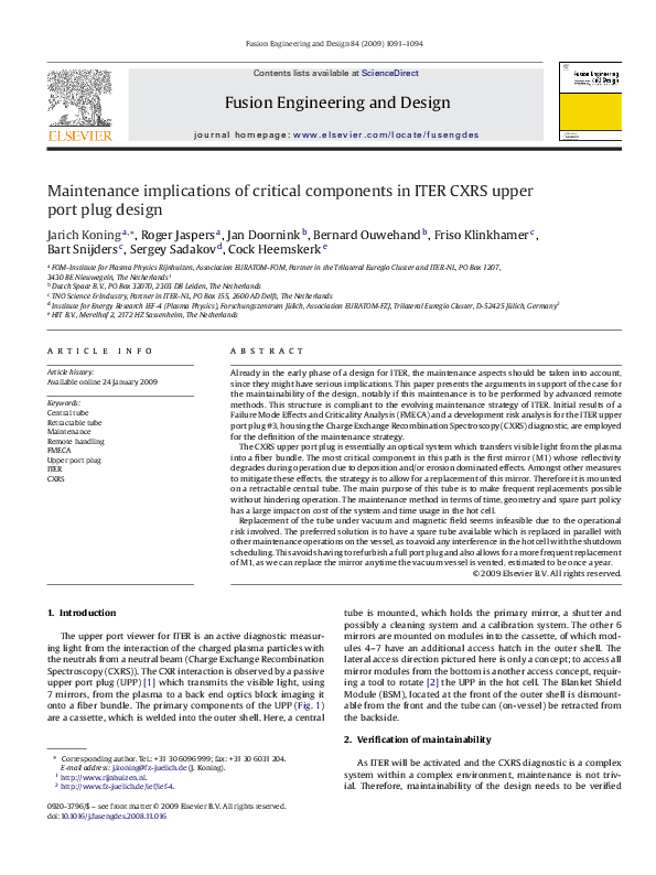 (PDF) Development of design options for the port plug components of the ...