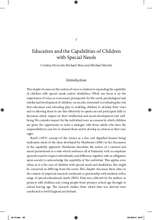 (PDF) Education and the capabilities of children with special needs
