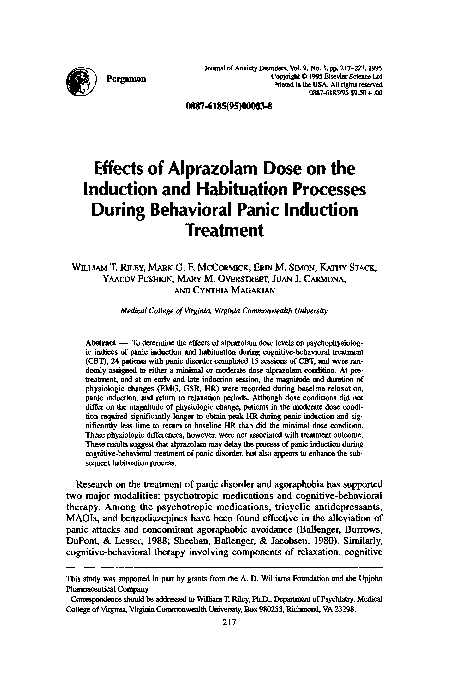 (PDF) Effects of alprazolam dose on the induction and habituation ...