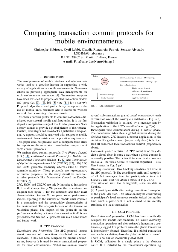 (PDF) Comparing transaction commit protocols for mobile environments