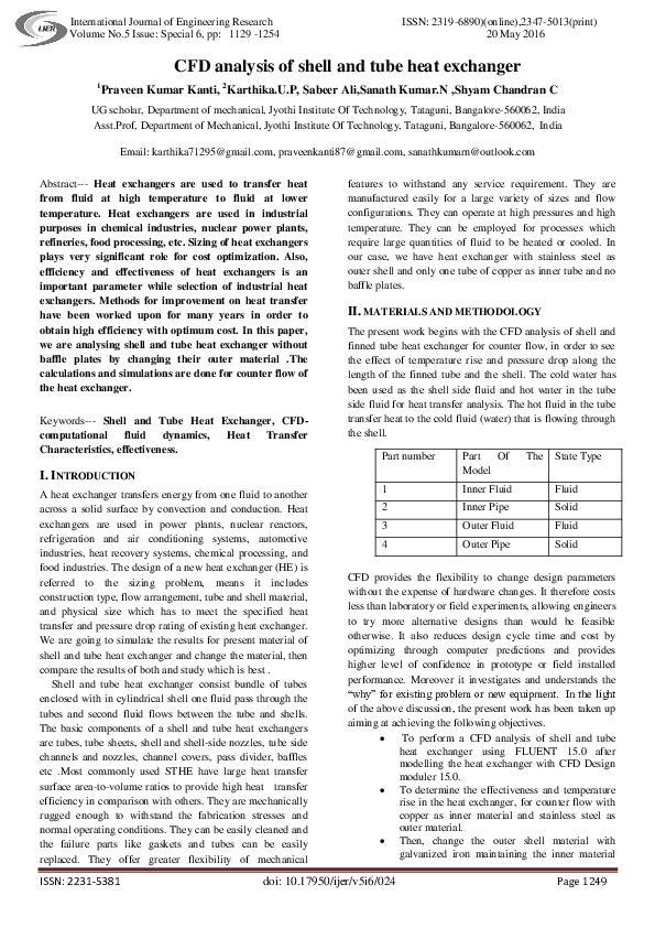 (PDF) HEAT TRANSFER ANALYSIS ON SHELL AND TUBE HEAT EXCHANGERS | IJRAME ...