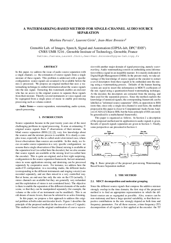 (PDF) A watermarking-based method for single-channel audio source ...