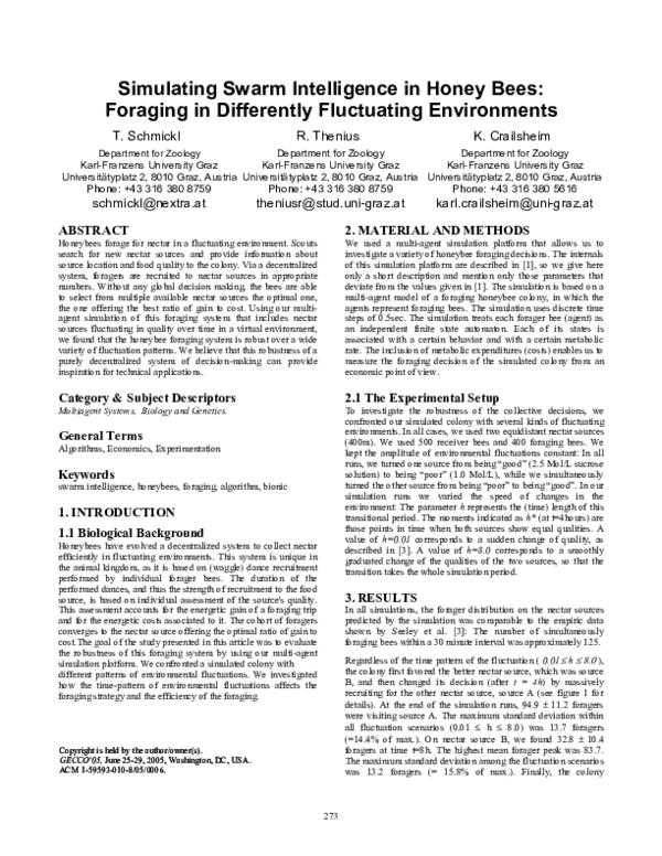 (PDF) Simulating swarm intelligence in honey bees | Thomas Schmickl ...