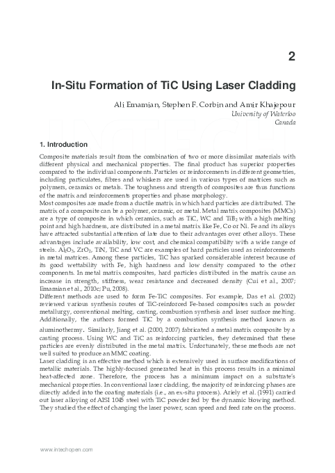 (PDF) In-situ Formation of TiC using Laser Cladding (1)