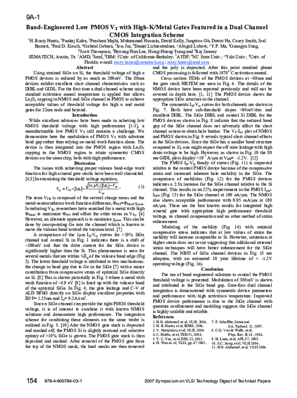 (PDF) Band-Engineered Low PMOS VT with High-K/Metal Gates Featured in a ...