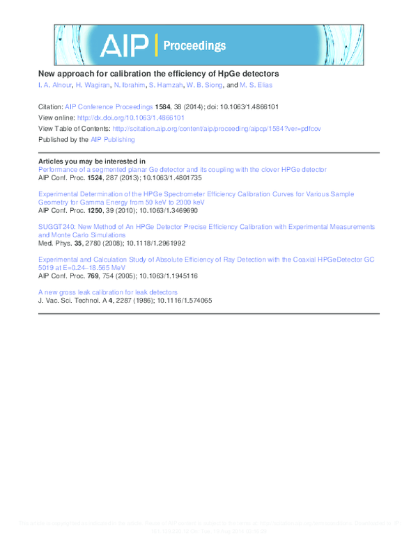 (PDF) New approach for calibration the efficiency of HpGe detectors