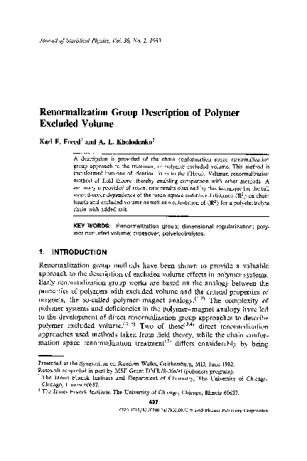 (PDF) Renormalization group description of polymer excluded volume