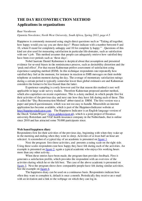 (PDF) The Day Reconstruction Method (DRM): Applications in organizations