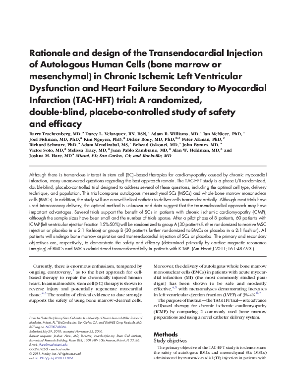 (PDF) Rationale and design of the Transendocardial Injection of ...