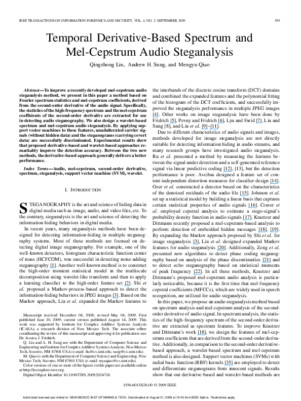 (PDF) Temporal derivative-based spectrum and mel-cepstrum audio ...