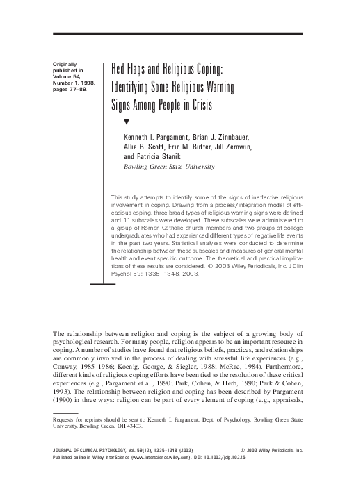 (PDF) Red flags and religious coping: Identifying some religious ...