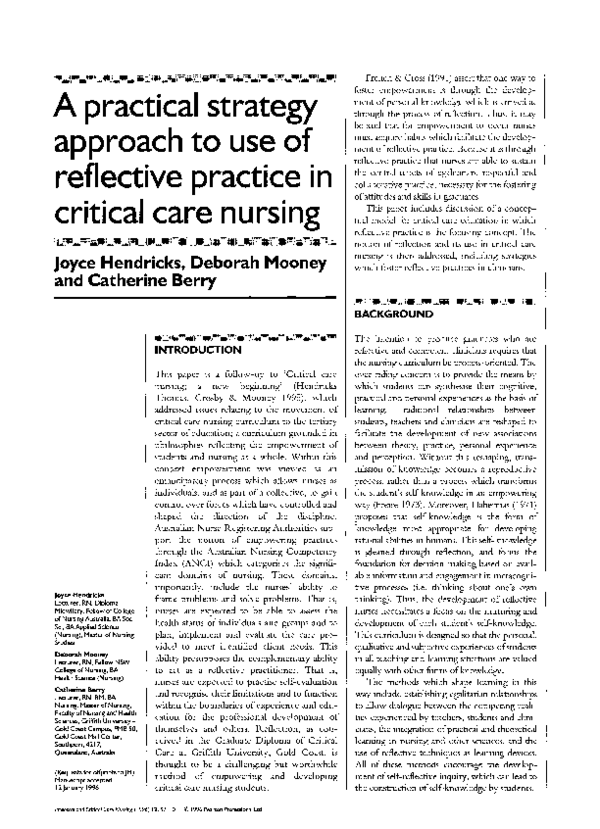 (PDF) A practical strategy approach to use of reflective practice in ...