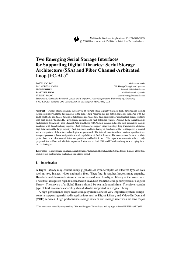 (PDF) Two Emerging Serial Storage Interfaces for Supporting Digital ...