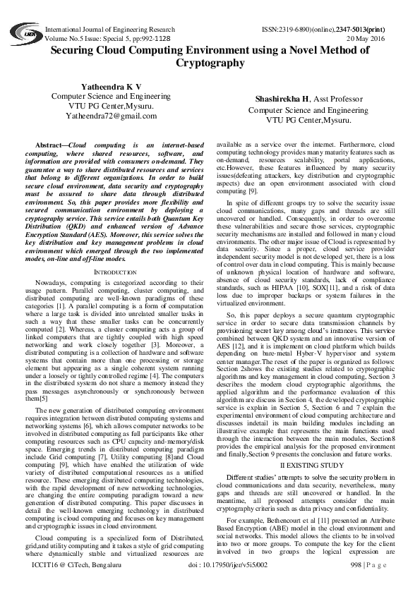 (PDF) Securing Cloud Computing Environment using a Novel Method of ... (PDF) Securing Cloud Computing Environment using a Novel Method of ...