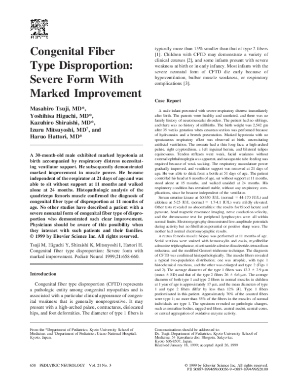 (PDF) Congenital fiber type disproportion: severe form with marked ...