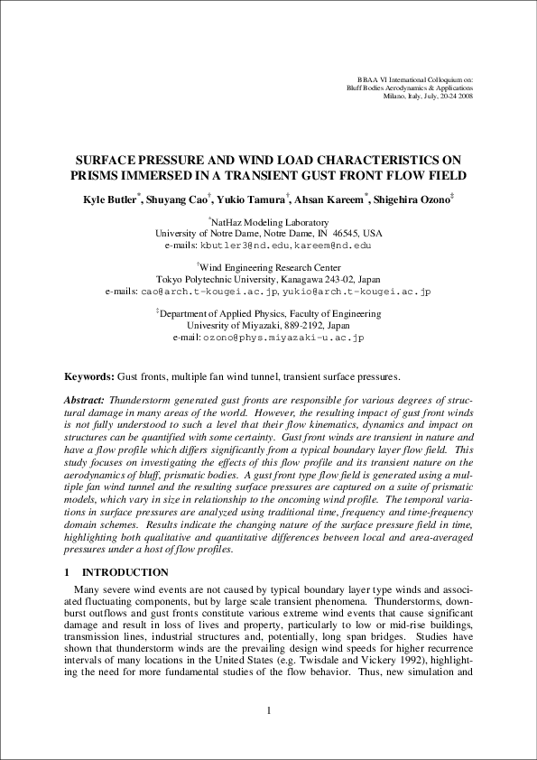 (PDF) Surface pressure and wind load characteristics on prisms immersed ...