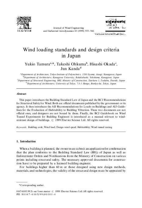 (PDF) Wind loading standards and design criteria in Japan
