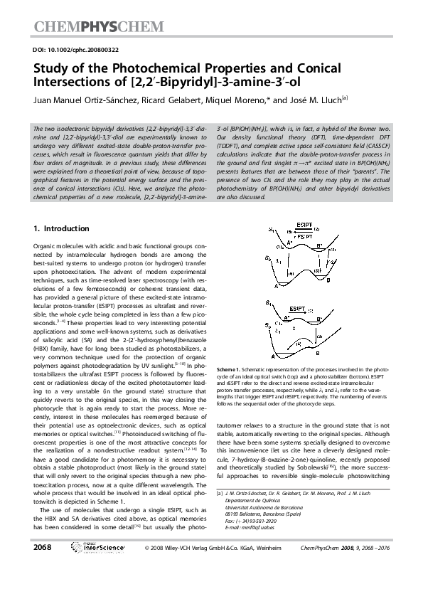 (PDF) Study of the Photochemical Properties and Conical Intersections ...