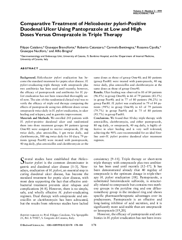 (PDF) Comparative Treatment of Helicobacter pylori-Positive Duodenal ...