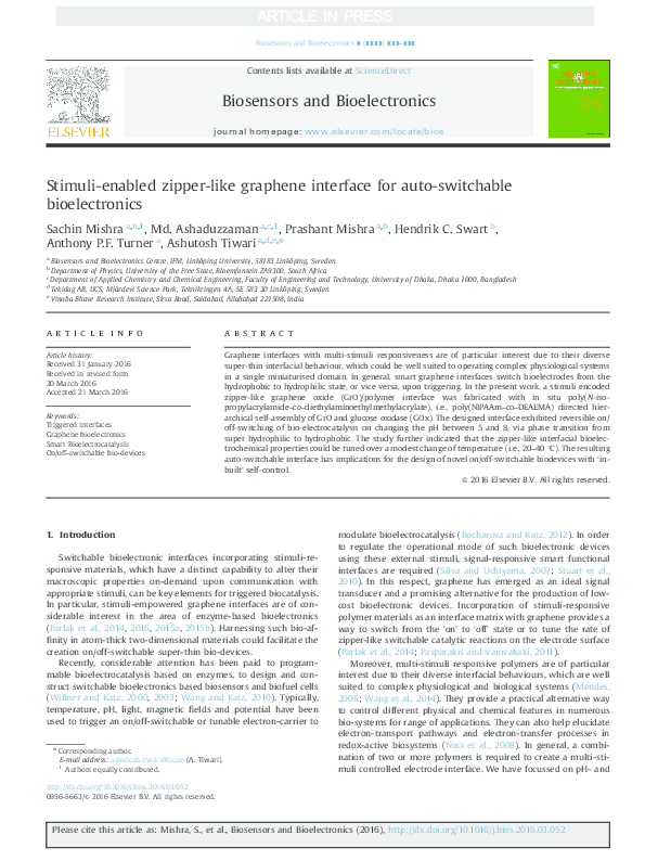 (PDF) Stimuli-enabled zipper-like graphene interface for auto-switchable bioelectronics