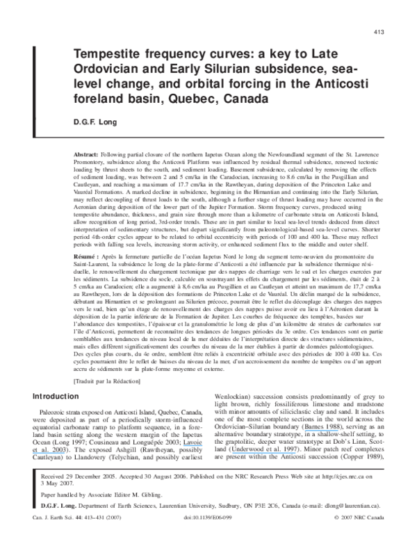 (PDF) Tempestite frequency curves: a key to Late Ordovician and Early ...