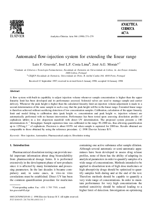 Pdf Automated Flow Injection System For Extending The Linear Range
