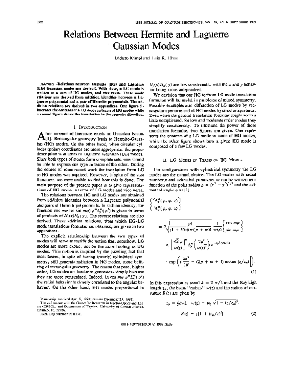 (PDF) Relations between Hermite and Laguerre Gaussian modes