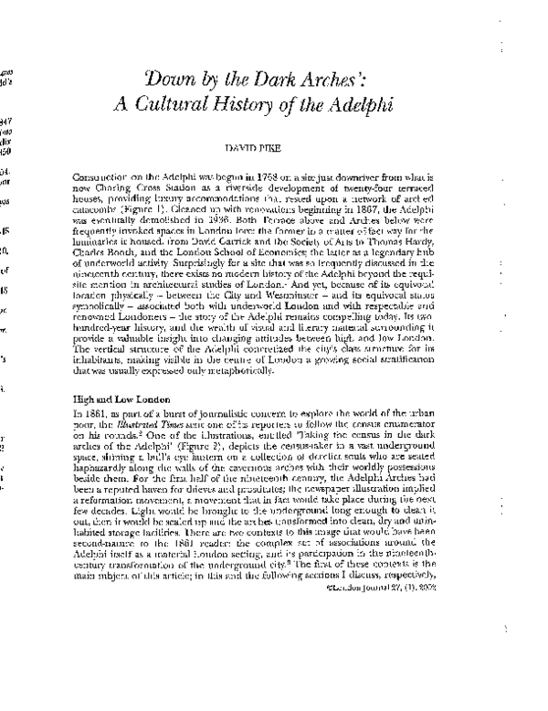 'Down by the Dark Arches’: A Cultural History of the Adelphi.