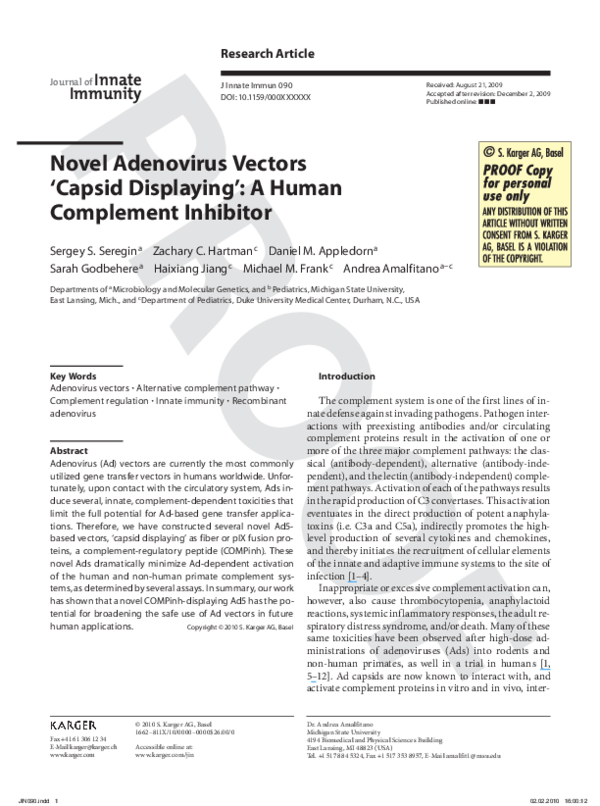 (PDF) Novel Adenovirus Vectors ‘Capsid-Displaying’ a Human Complement ...