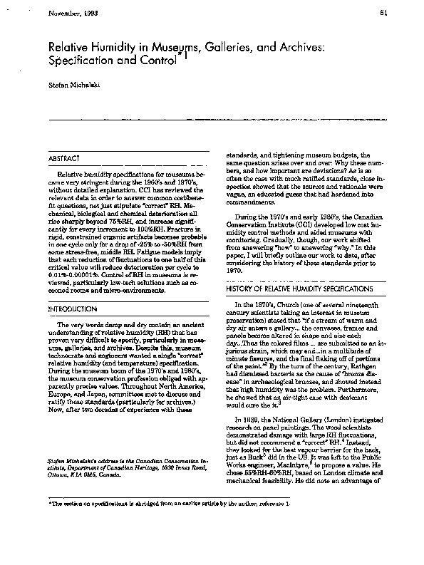 (PDF) 1993. Relative humidity in museums, galleries and archives ...