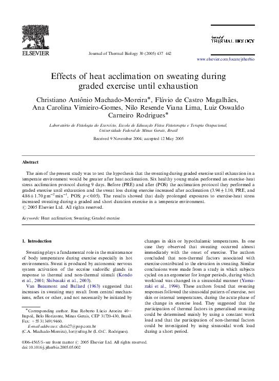 (PDF) Effects of heat acclimation on sweating during graded exercise ...