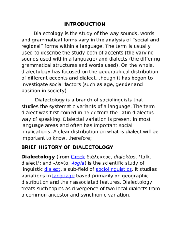 (DOC) DIALECTOLOGY
