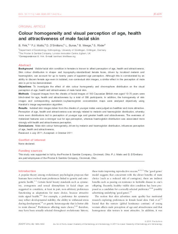 (PDF) Colour homogeneity and visual perception of age, health and ...
