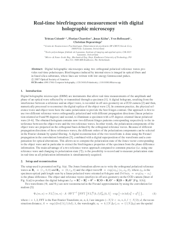 (PDF) Real-Time Birefringence Measurement with Digital Holographic ...
