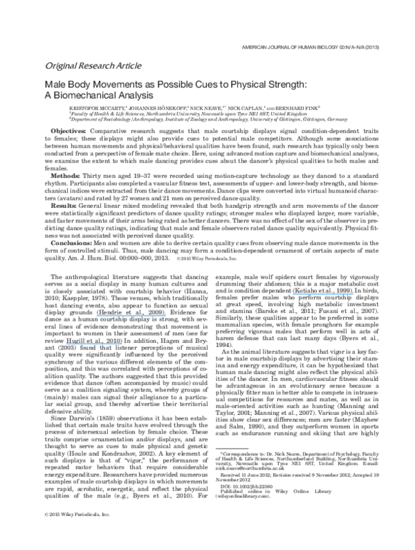 (PDF) Male body movements as possible cues to physical strength: A ...