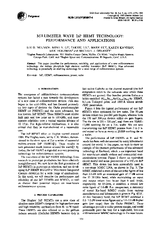 (PDF) Millimeter wave InP HEMT technology: Performance and applications