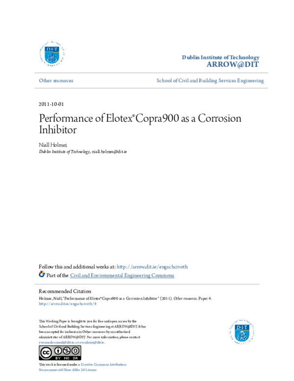(PDF) Performance of Elotex®Copra900 as a Corrosion Inhibitor